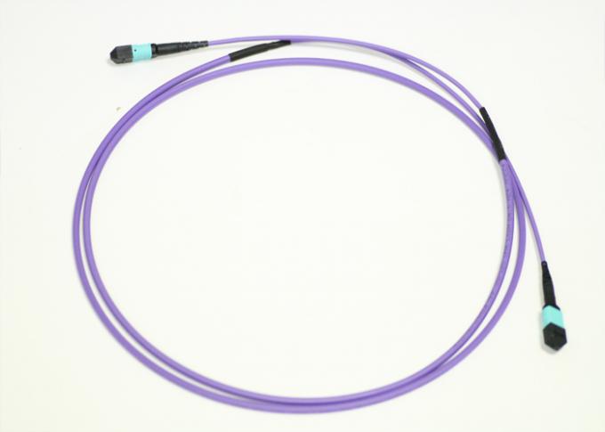 24 Cores Fiber Optic MPO MTP Cable Multimode OM4 OFNP Violet 100ft Length