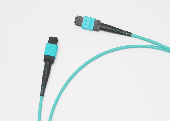 Fiber Optic MPO 24 Fiber Cable / OM4 Aqua LSZH MTP Fiber Optic Cable