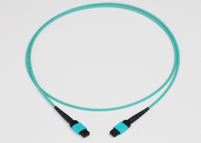 12 MT Fiber Optic MPO MTP Cable / OM4 Patch Cord Polarity A OFNP Plenum ...