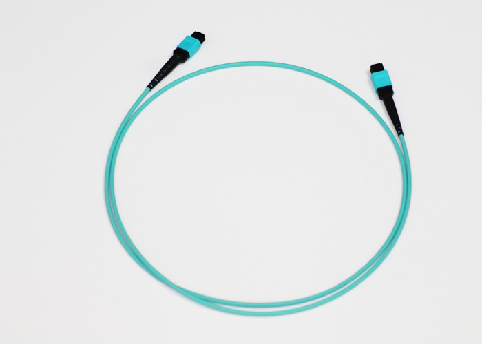 OM3 LSZH Fiber Optic MPO MTP Cable / 12 MTP To LC Fanout Optical Fiber ...
