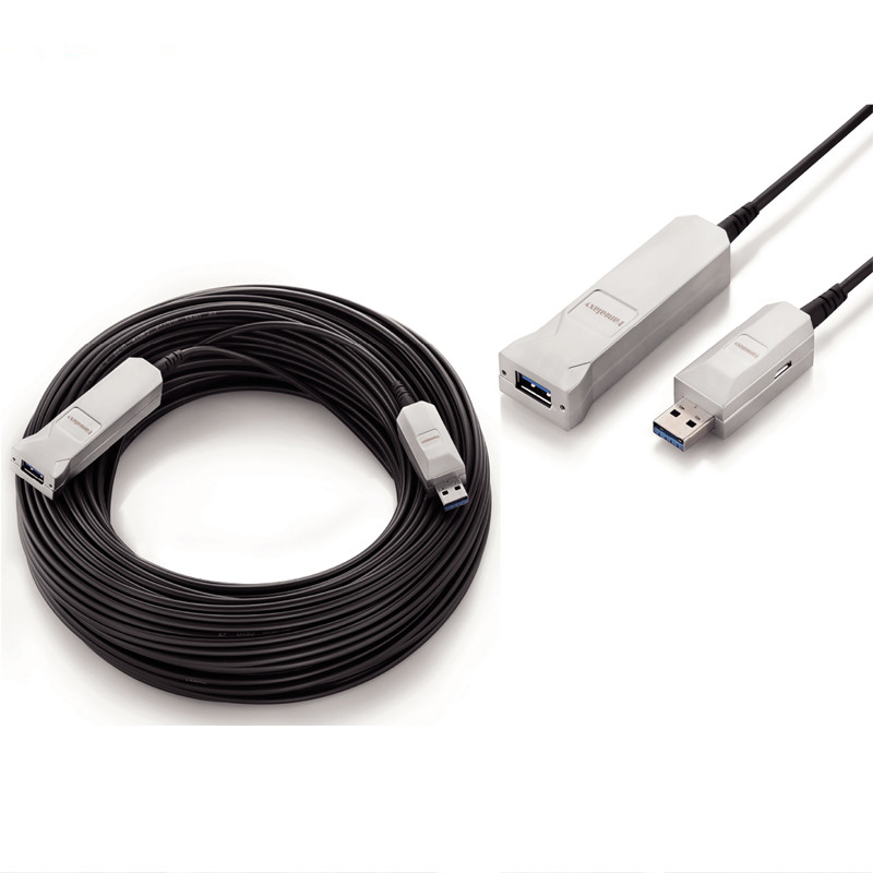 5Gbps USB3.0 AOC USB Active Optical Cable With Power Supply TPU Black ...