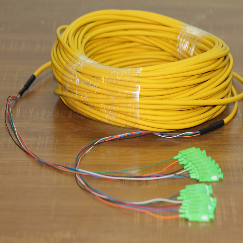 8 Cores Pre Terminated Fiber Optic Cable SC OS2 Singlemode Breakout Pre ...