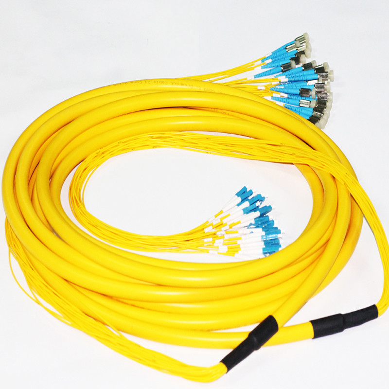 24 Cores Pre Terminated Fiber Optic Cable D4 To LC UPC Pre Installed ...